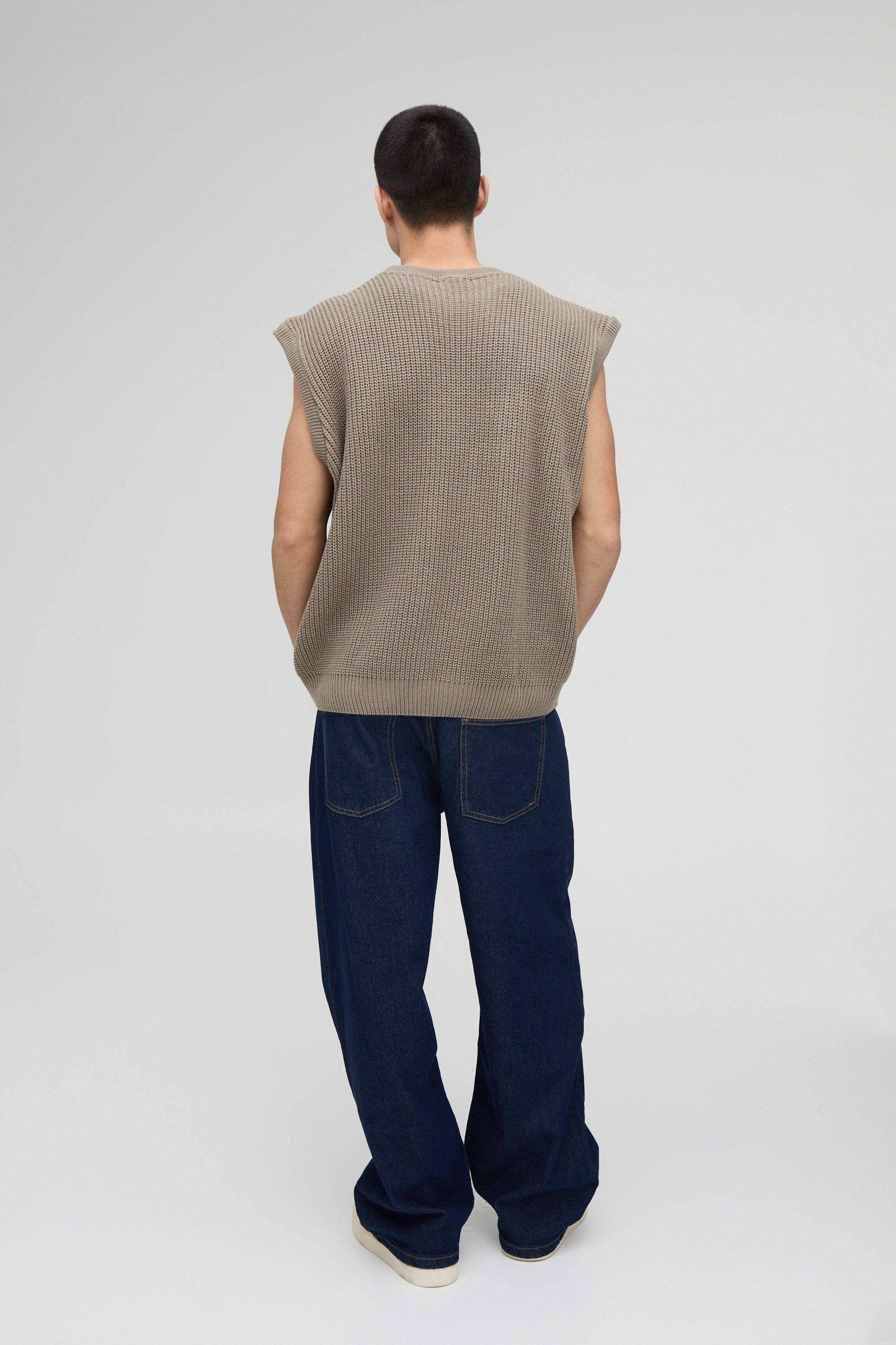 Oversized Crew Neck Cable Knitted Vest | boohoo USA Oversized Crew Neck Cable Knitted Vest | boohoo USA